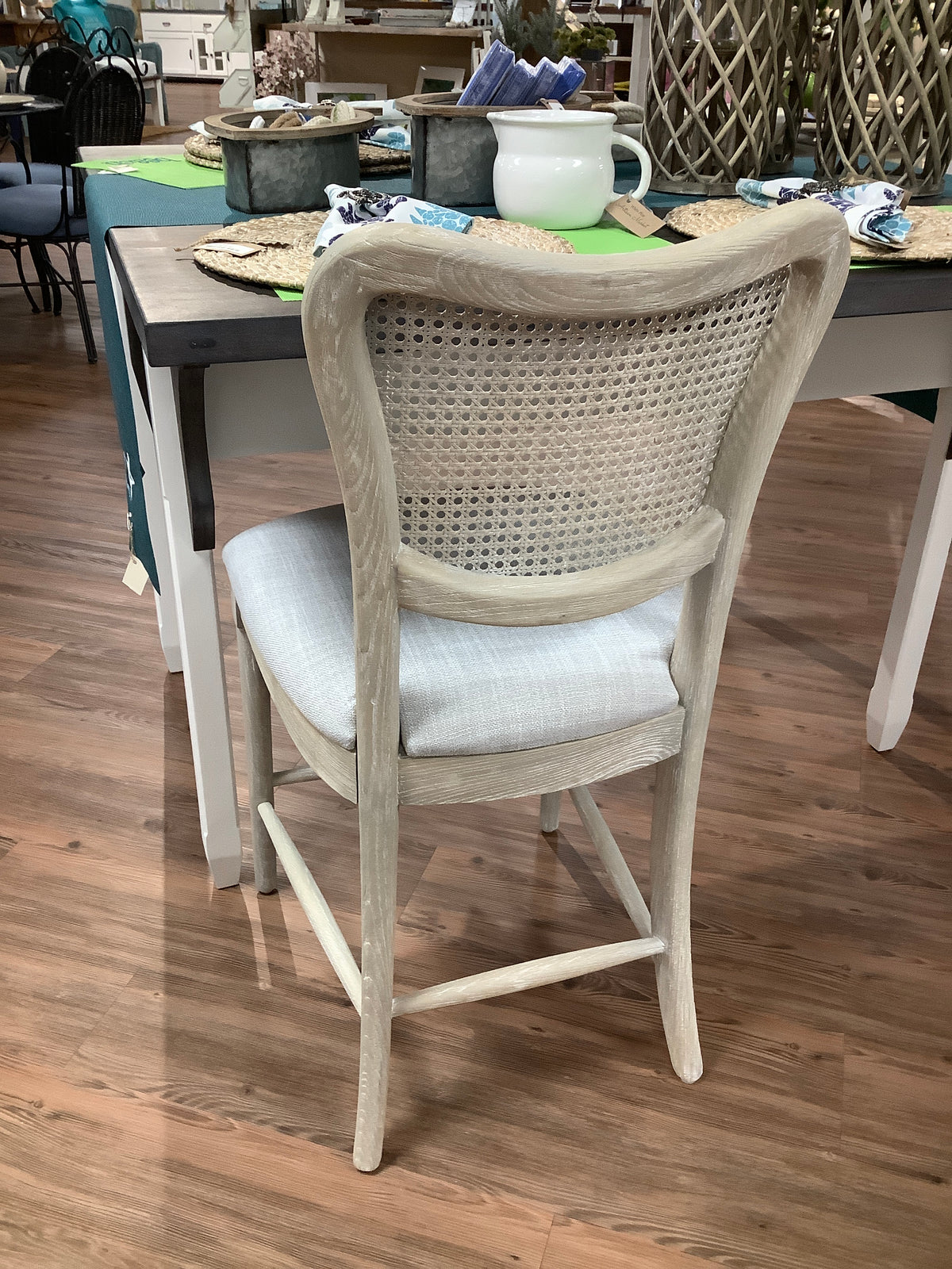 Cane bar stool - gray — White Pine Artisan Market